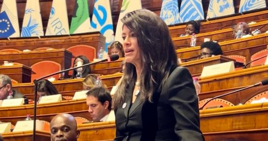 وزيرة التعاون الدولى تلقى كلمة مصر أمام القمة الإيطالية الأفريقية